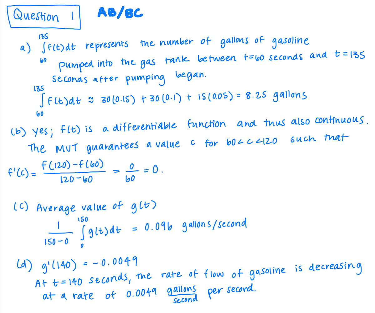 Early Solutions to the 2023 AP Calculus Free Response | Math Medic